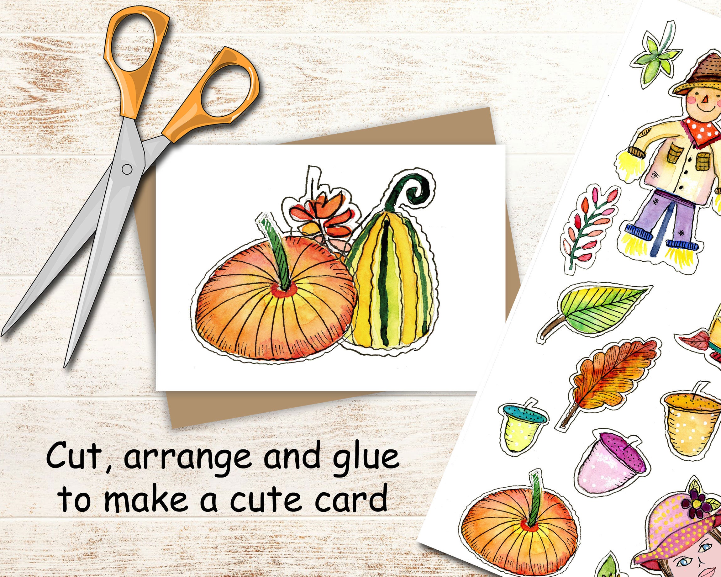 Printable Hand Painted Collage Fodder, Cute Scarecrows, Art Journaling ...