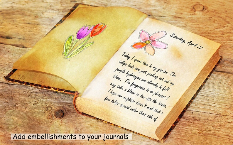 Printable Hand Painted Collage Fodder, Spring Flowers, Art ...