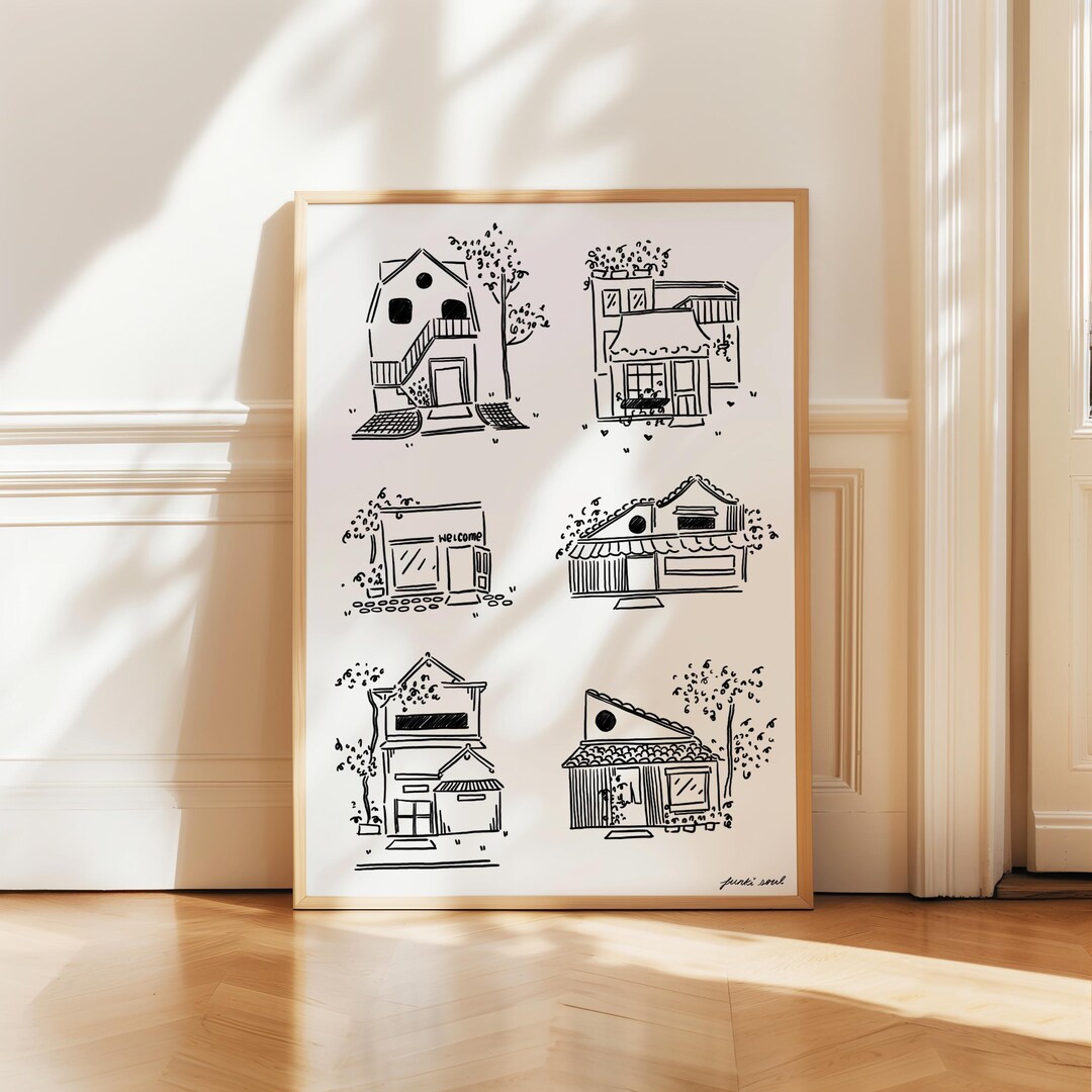 Home, Doodle, Physical Print, Wall Decor, Large Printable Art ...