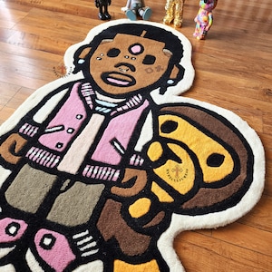 PINK RAPPER RUG / Hypebeast Rug / Handtufted in Pure Wool /music Studio ...