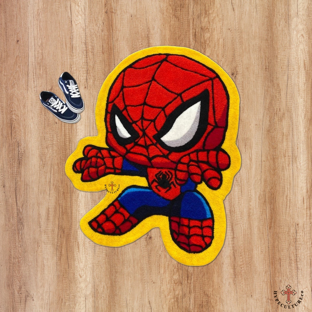 RED SPIDER KIDS Rug / Red Colourway / Hypebeast Rug / Handmade ...