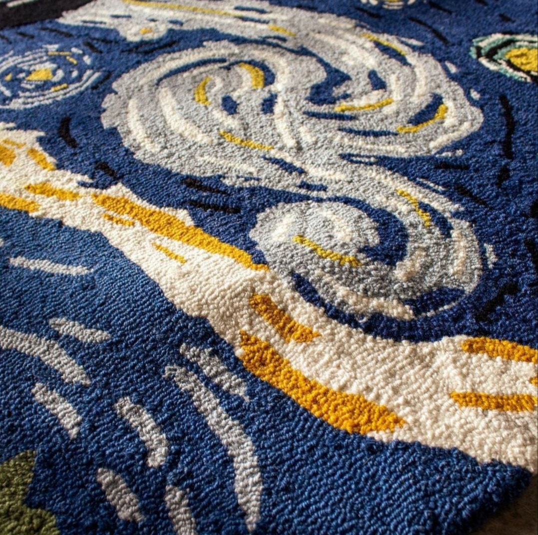 Handmade "starry Night" Wool Rug: Vincent Van Gogh Art, 4x4 - Etsy