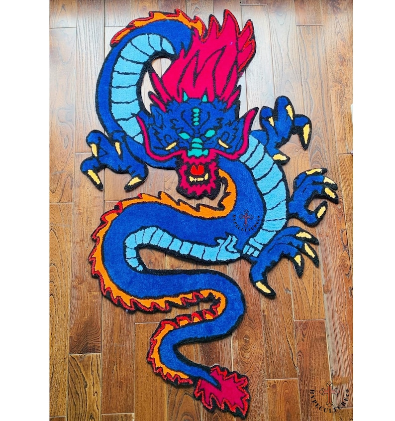 CHINESE DRAGON RUG / Lucky Charm Rug / Handtufted in Pure Wool - Etsy