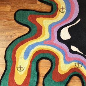 JUMBO RAINBOW RUG / Handtufted Handmade Rug/multicolour/newzealand Wool ...
