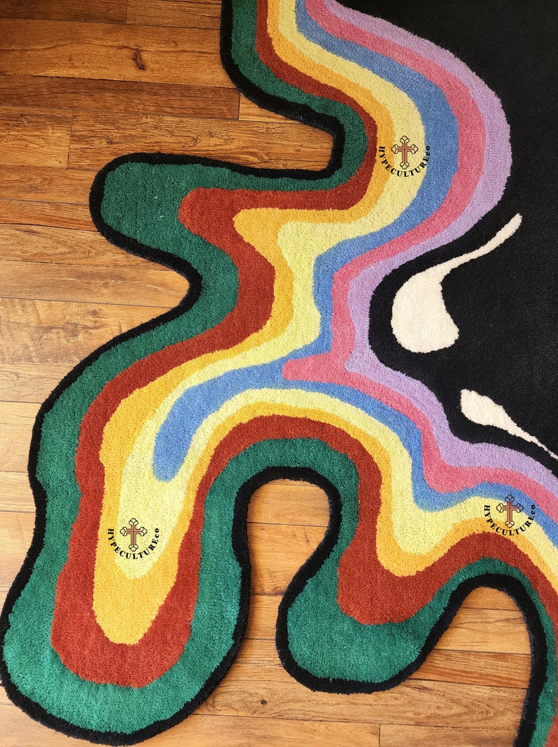 JUMBO RAINBOW RUG / Handtufted Handmade Rug/multicolour/newzealand Wool ...