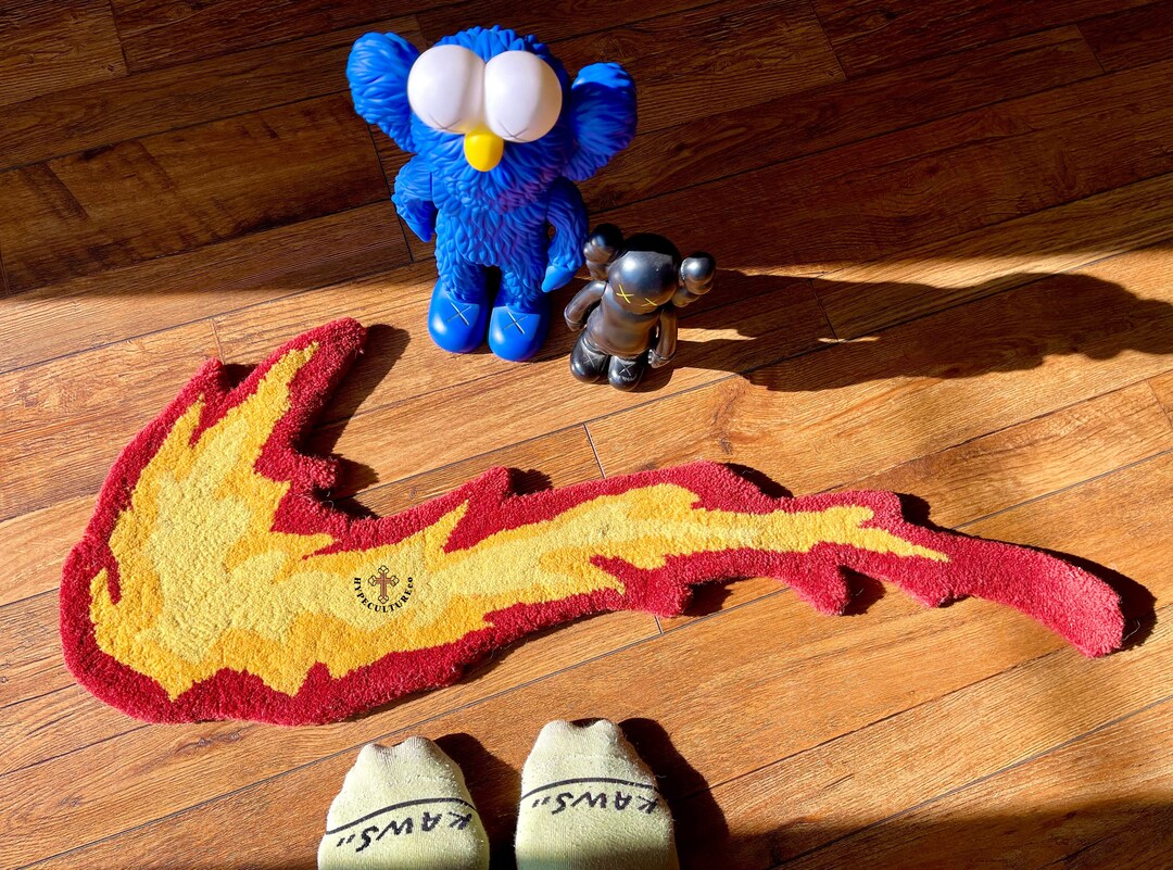 FIRE SWOOSH RUG / Small Coffee Table Rug / Gift for Him / Christmas Day ...