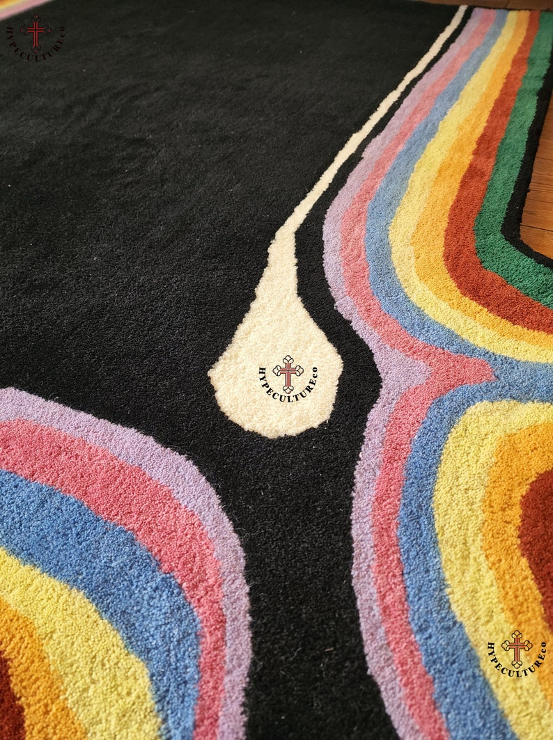 JUMBO RAINBOW RUG / Handtufted Handmade Rug/multicolour/newzealand Wool ...