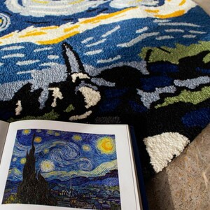 Handmade "starry Night" Wool Rug: Vincent Van Gogh Art, 4x4 - Etsy