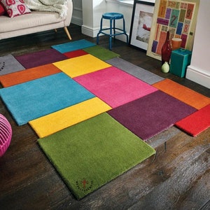 AESTHETIC MODERN DESIGN Rainbow Colour Rug / Premium Carpet / Customise ...