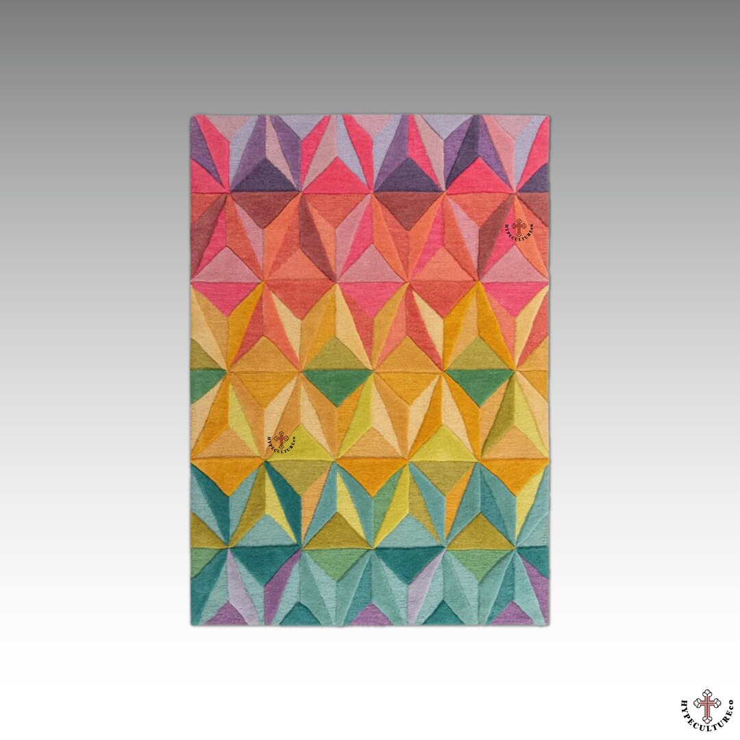 NEW MULTICOLOUR TRIANGLE Rug / Rainbow Carpet /handmade Item/premium ...
