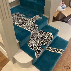 Cheetah Print Stair Runner Rug: Hand-tufted Wool, Custom Colors - Etsy