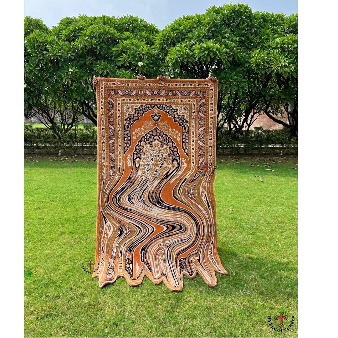 PREMIUM ORANGE TURKISH Melting Rug / Wall Hanging Persian Melting ...