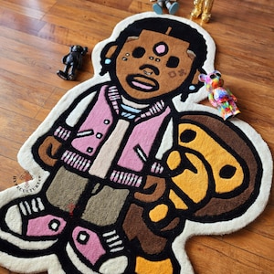 PINK RAPPER RUG / Hypebeast Rug / Handtufted in Pure Wool /music Studio ...