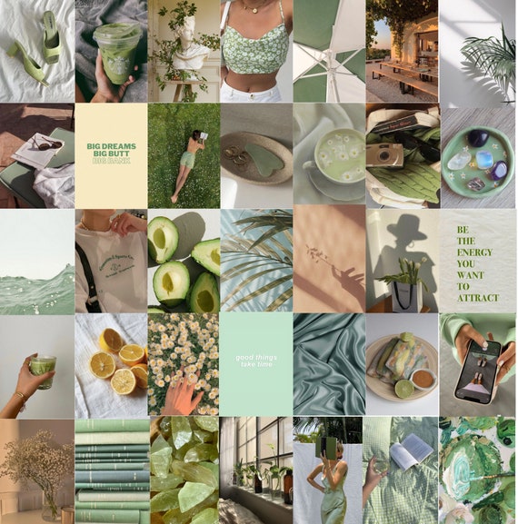Green Aesthetic Printable WALL COLLAGE KIT Wall Collage - Etsy