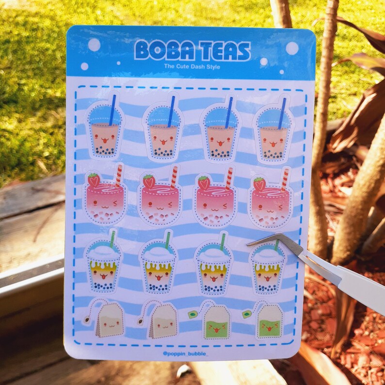 Cute Original Boba Milk Tea Kiss Cut Sticker Sheet, Bullet Journal ...
