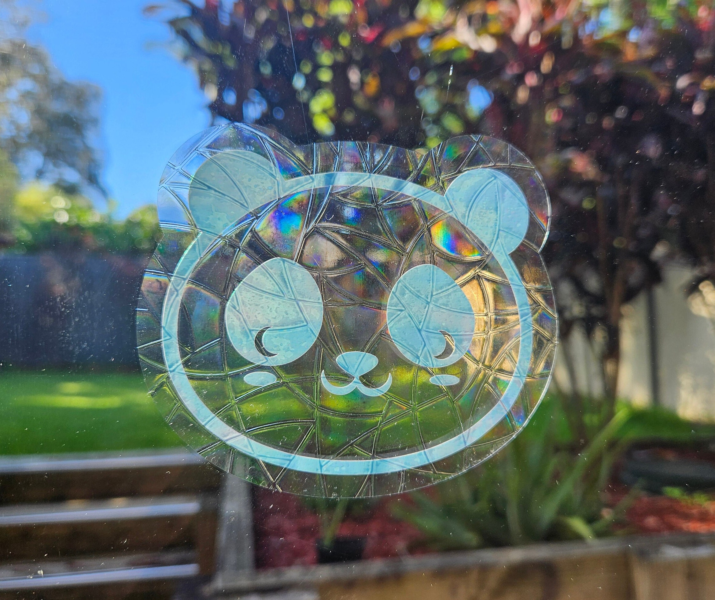 Panda Window Suncatcher Window Decal Sticker Panda Gift Rainbow Frosted ...