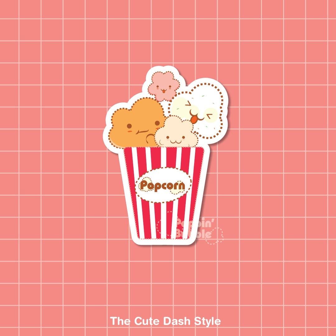 Poppin Cute Popcorn Babies Die Cut Sticker for Bujo Journals, Laptops ...