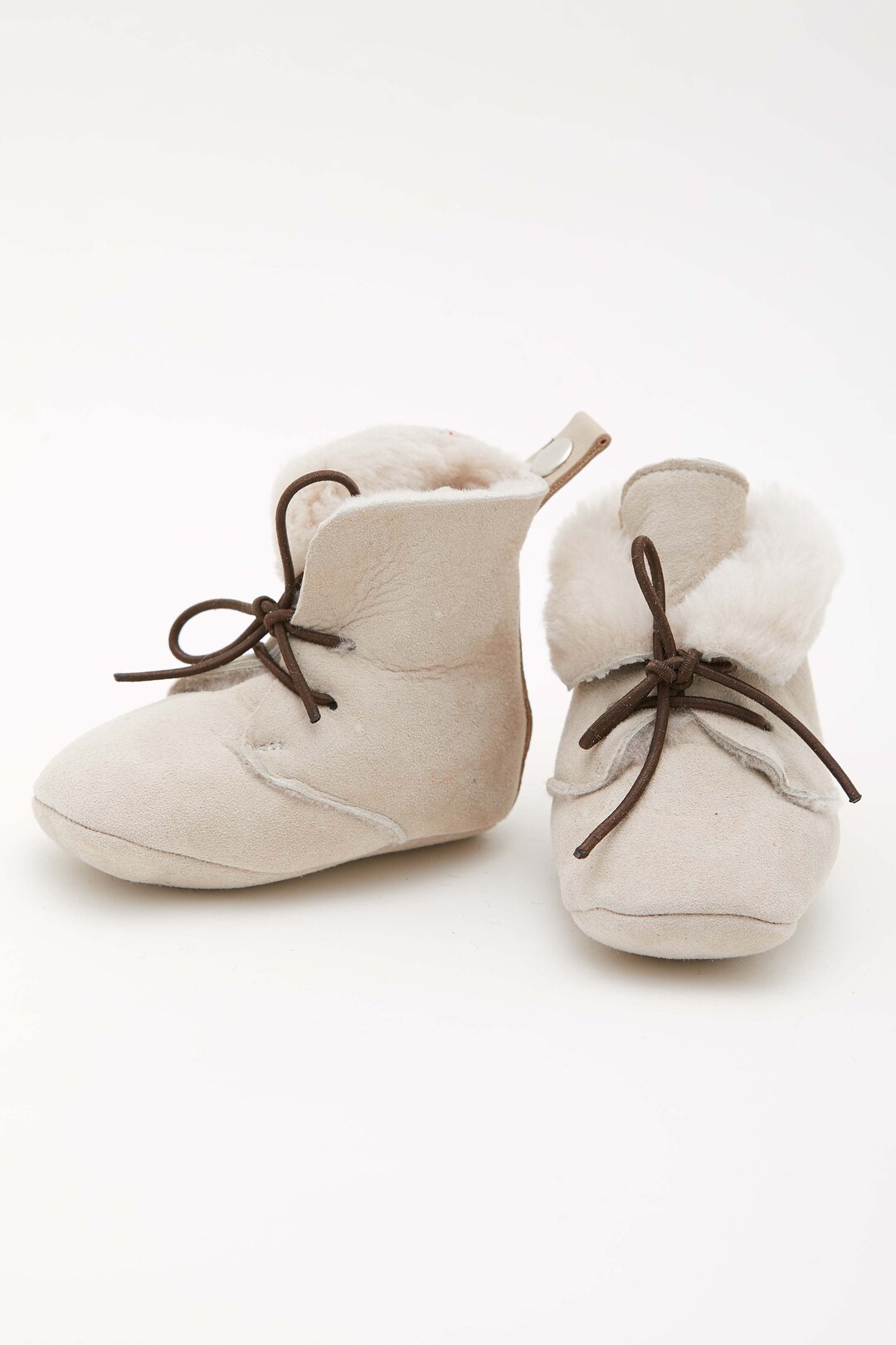 Callizio Genuine Leather Baby Booties Unisex Crib Shoes Lace-up Sof ...
