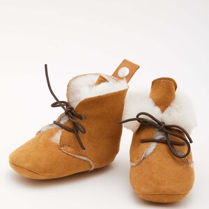 Callizio Genuine Leather Baby Booties Unisex Crib Shoes Lace-up Sof ...
