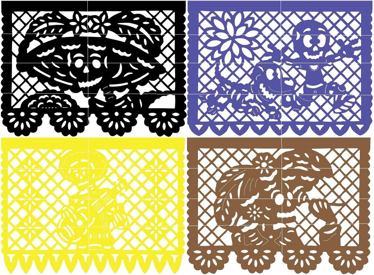 Papel picado clip art set-clip art, arte popular Mexicano, Día de ...
