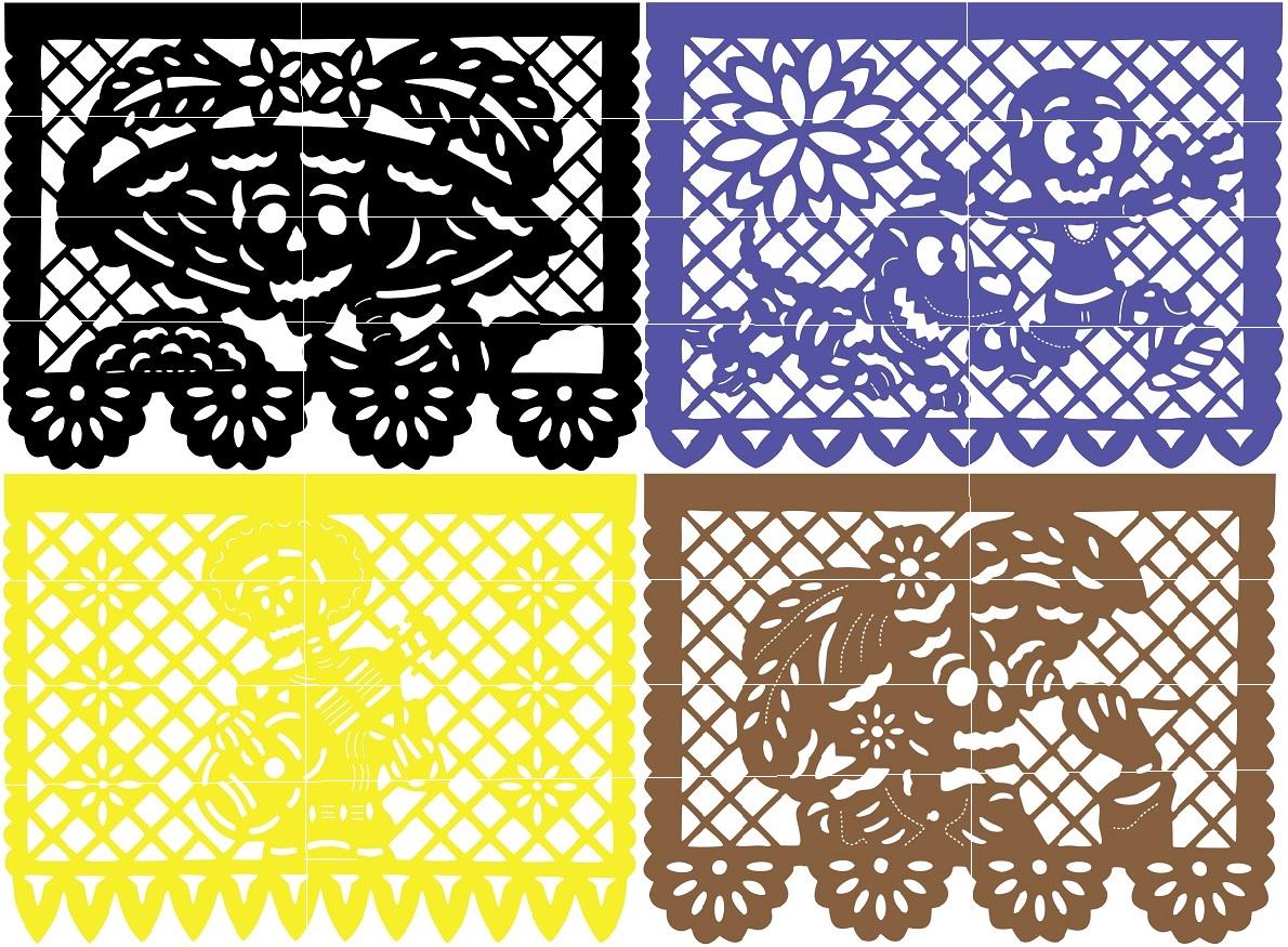 Papel picado clip art set-clip art, arte popular Mexicano, Día de ...