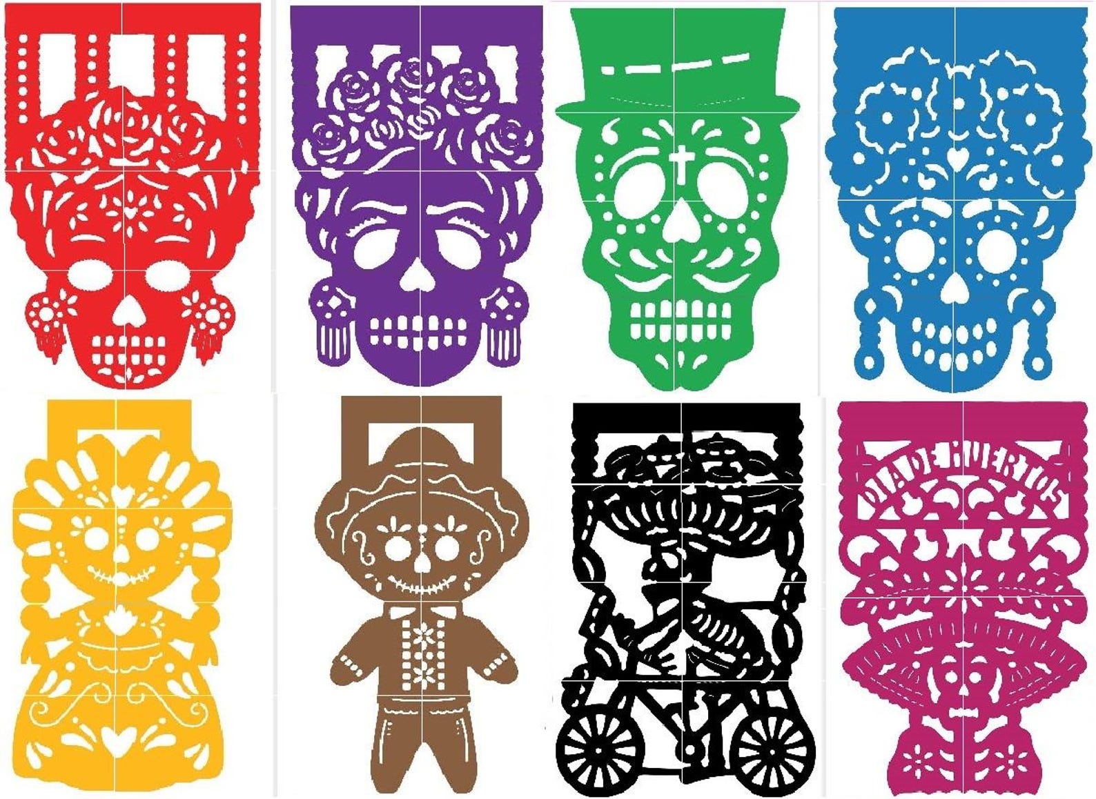 Papel picado clip art set-clip art, arte popular Mexicano, Día de ...
