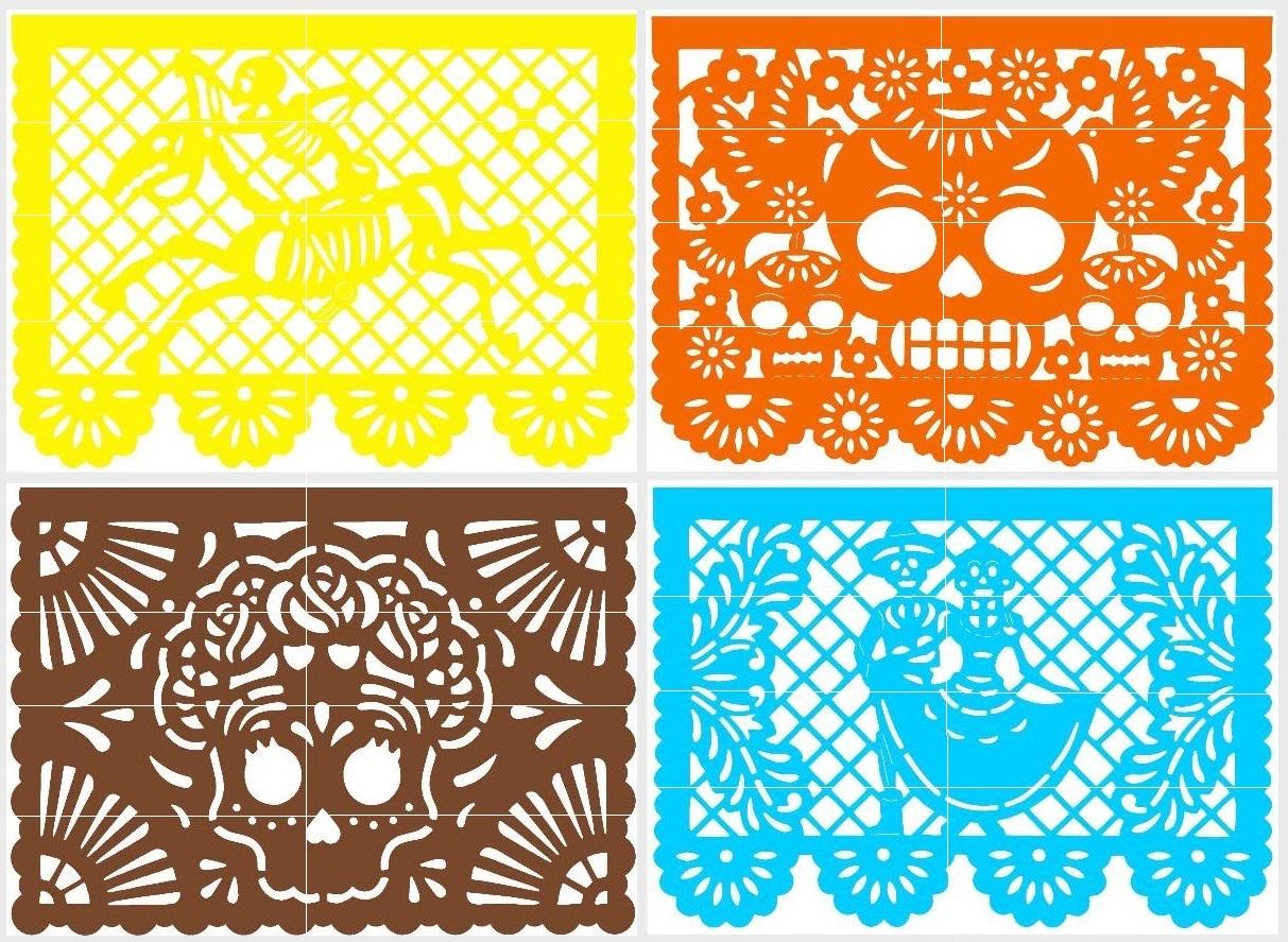 Papel picado clip art set-clip art, arte popular Mexicano, Día de ...