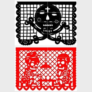 Papel Picado Clip Art Set-clip Art, Mexican Folk Art, Day of the Dead ...