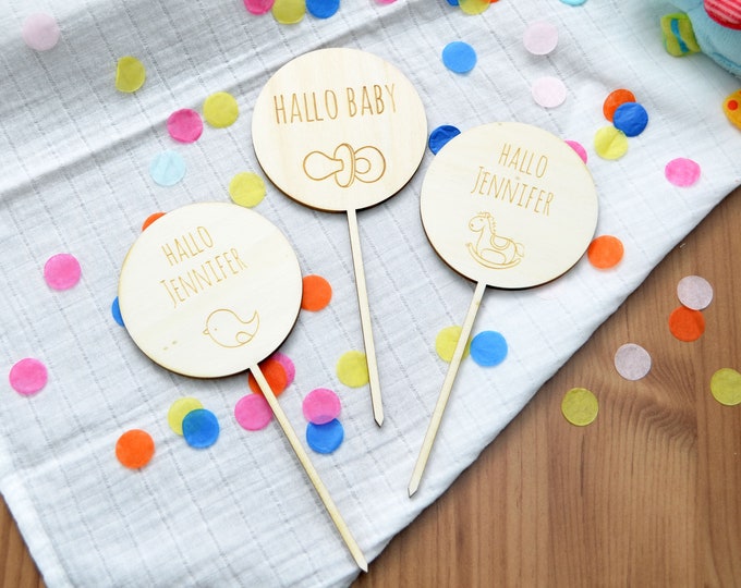 Cake Topper / Cake Pike for Birth / Baby Party – Cake Topper Lettering ...