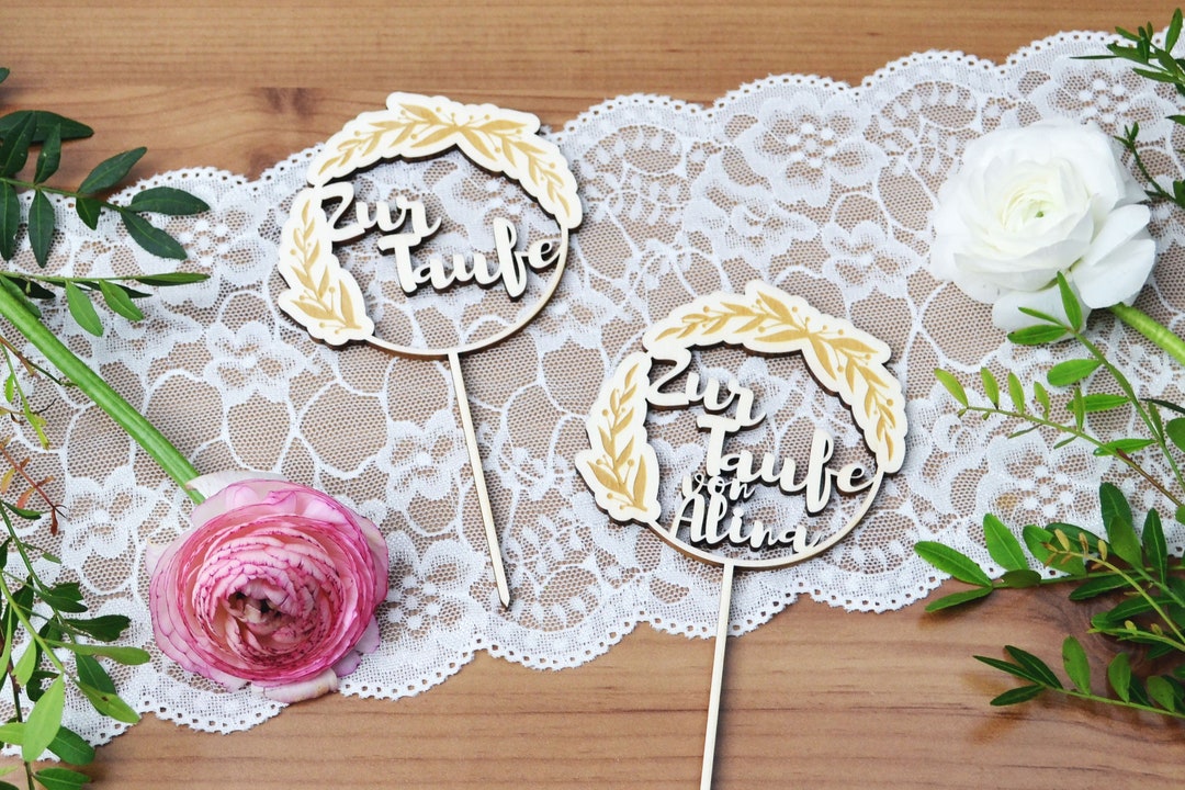 Personalized Cake Topper / Cake Picker for Baptism With Name - Etsy