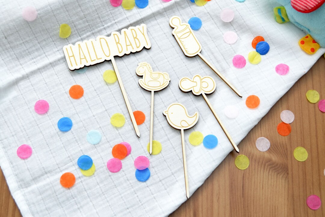 Cake Topper / Cake Pieker for Birth / Baby Party – Cake Topper Set ...