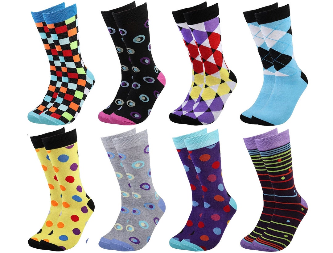 Falari 8-pack Men Colorful Novelty Casual Dress Socks - Etsy