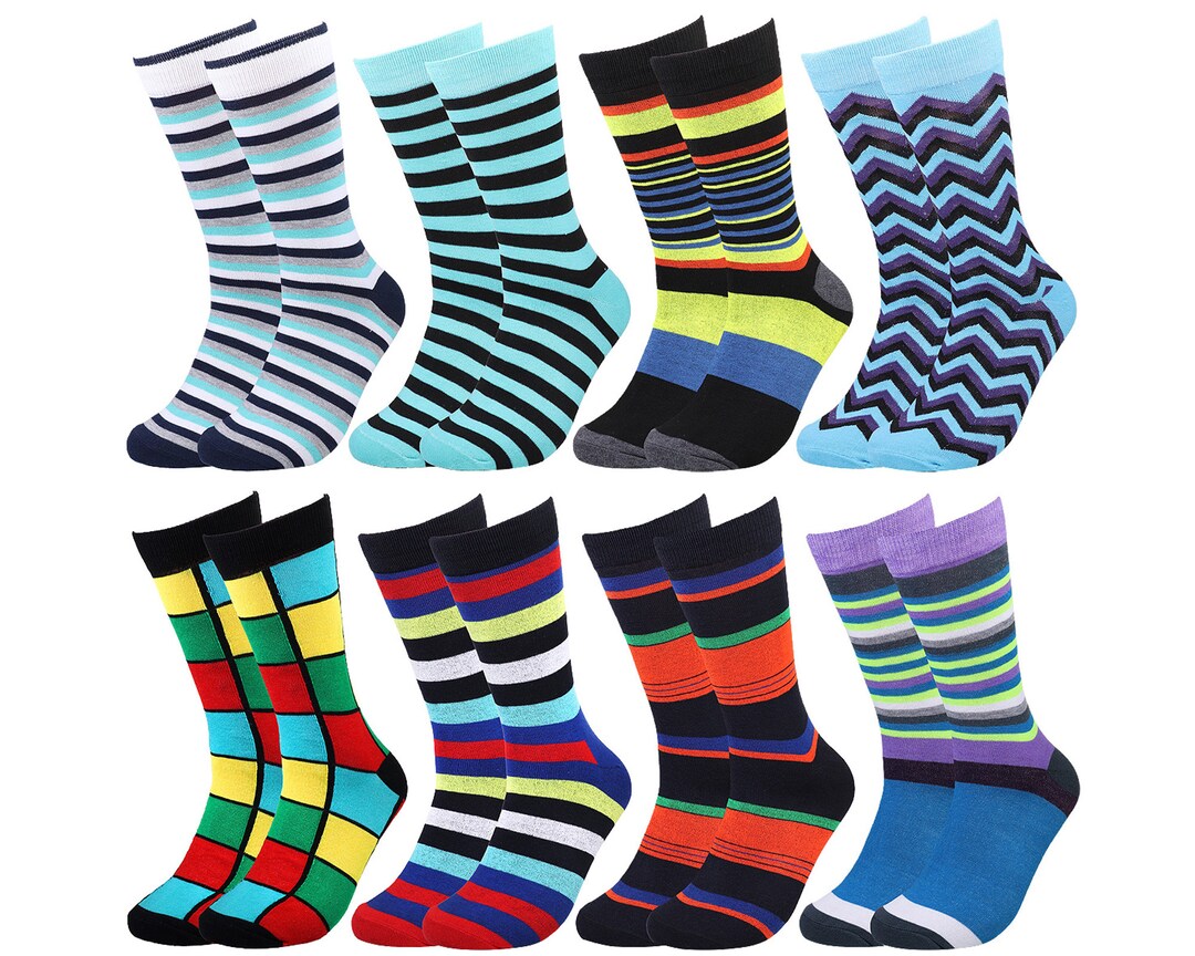 Falari 8-pack Men Colorful Novelty Casual Dress Socks - Etsy