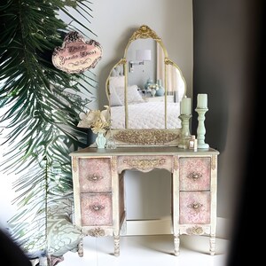 Sold....painted Antique Makeup Vanity Table With - Etsy