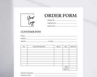 Custom Order Form Template | Purchase Order Form Template | Order Form ...