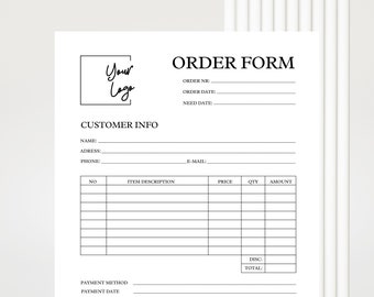 Custom Order Form Template | Purchase Order Form Template | Order Form ...