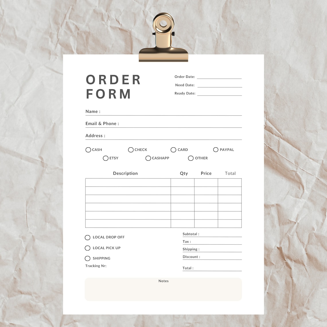 Order Form Editable | Crafters Order Form Template | Etsy Shop Craft ...