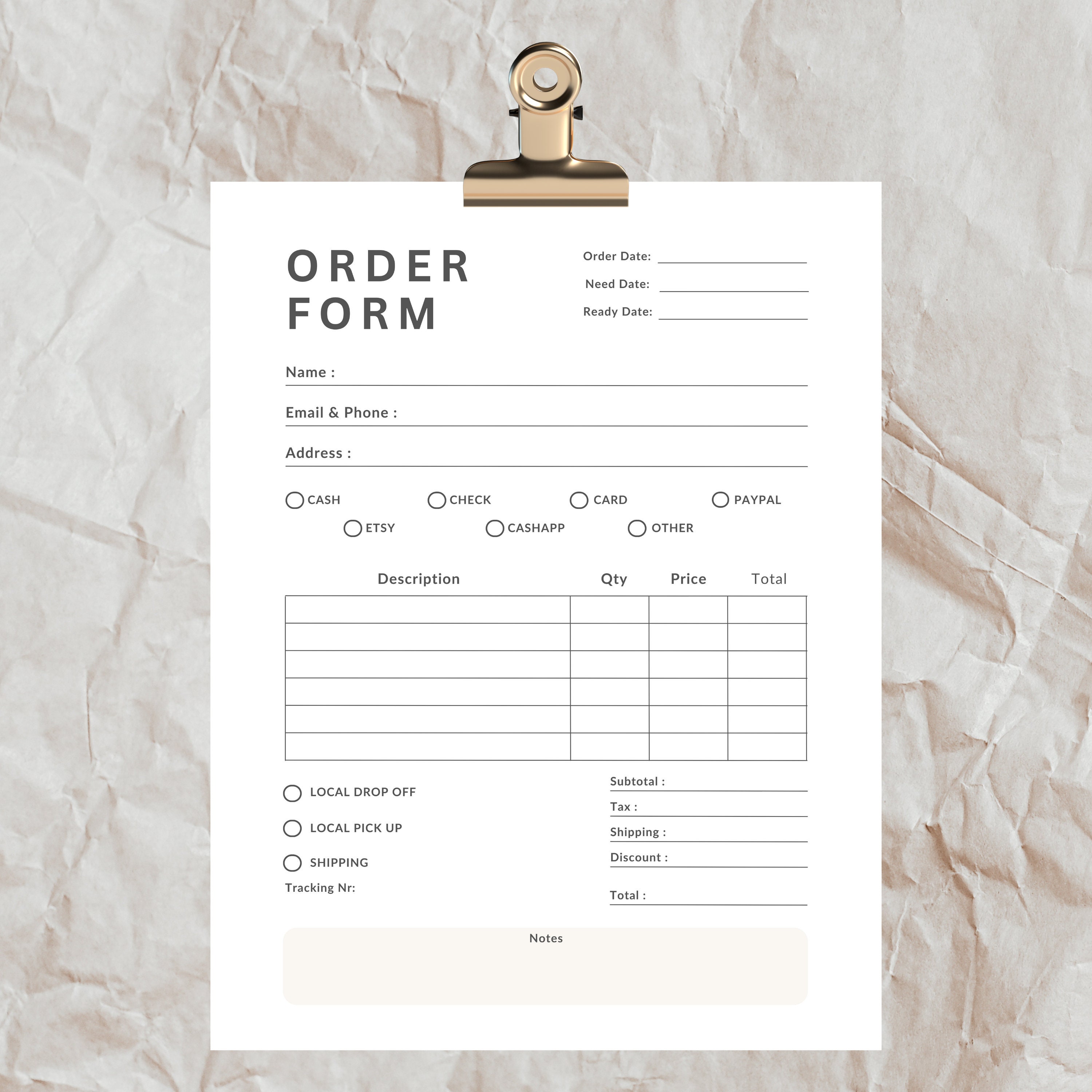 Order Form Editable | Crafters Order Form Template | Etsy Shop Craft ...