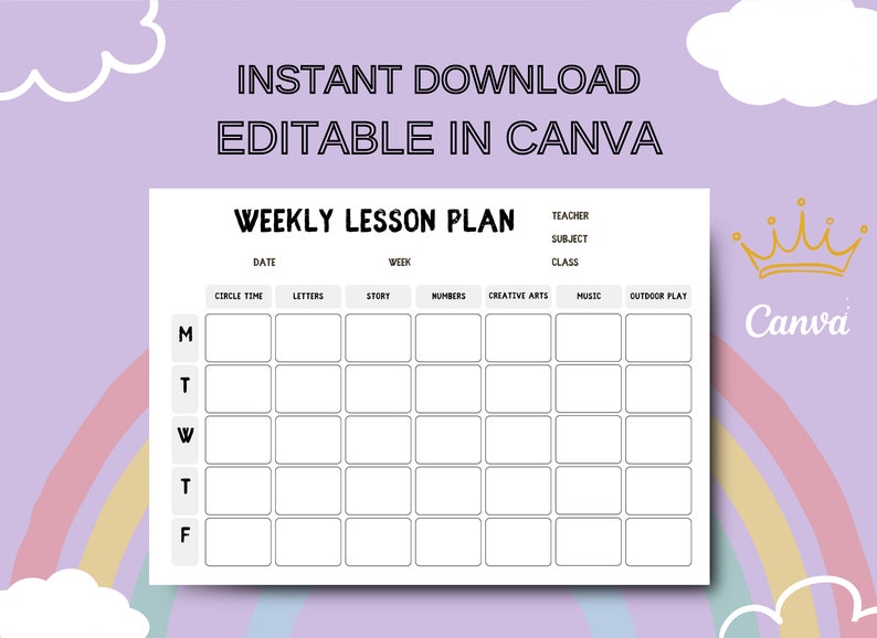 Weekly Lesson Planner Template Teacher Planner Lesson Plan Template ...