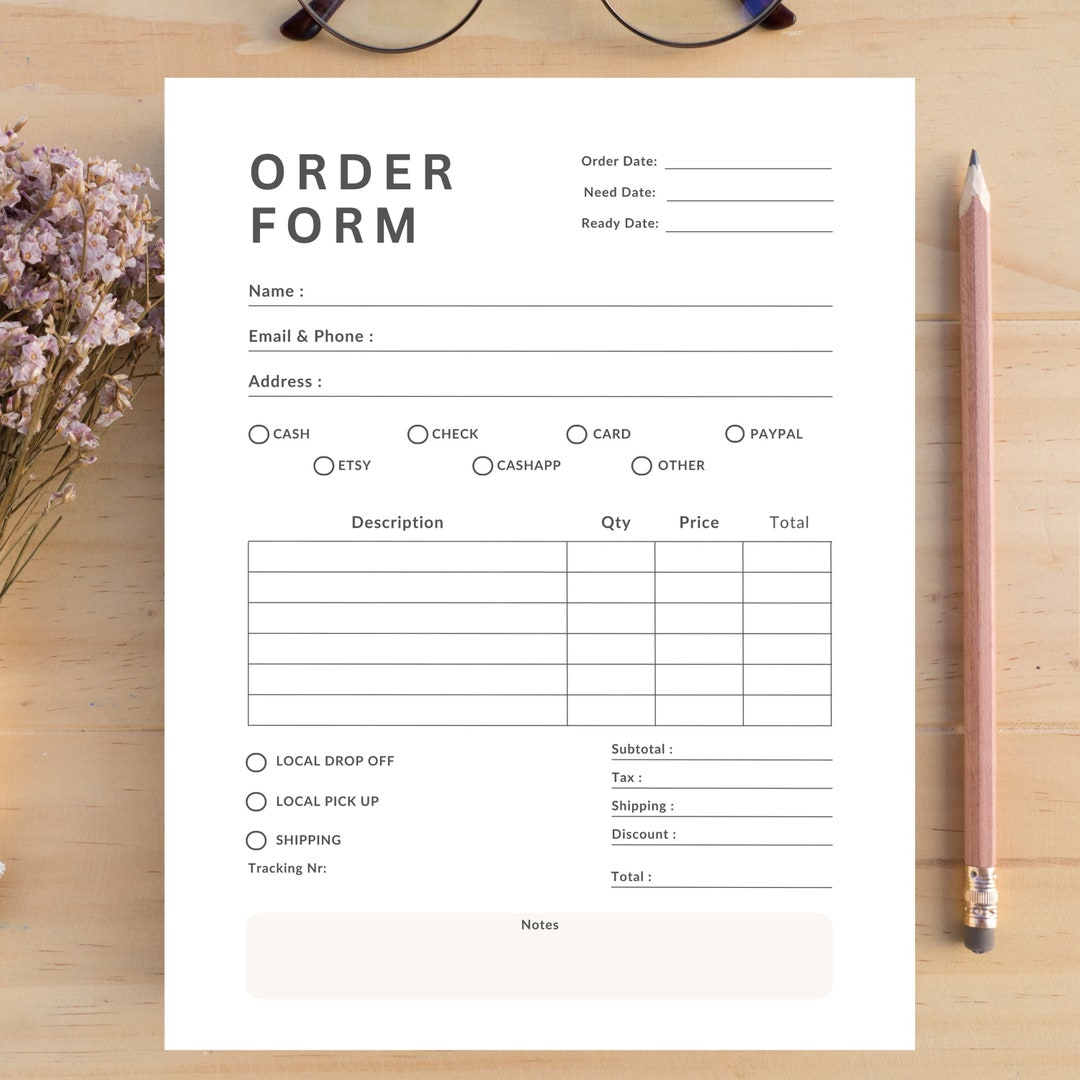 Order Form Editable | Crafters Order Form Template | Etsy Shop Craft ...