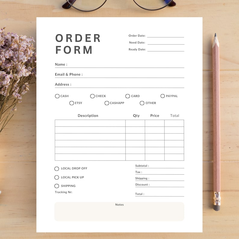 Order Form Editable Crafters Order Form Template Etsy Shop Craft