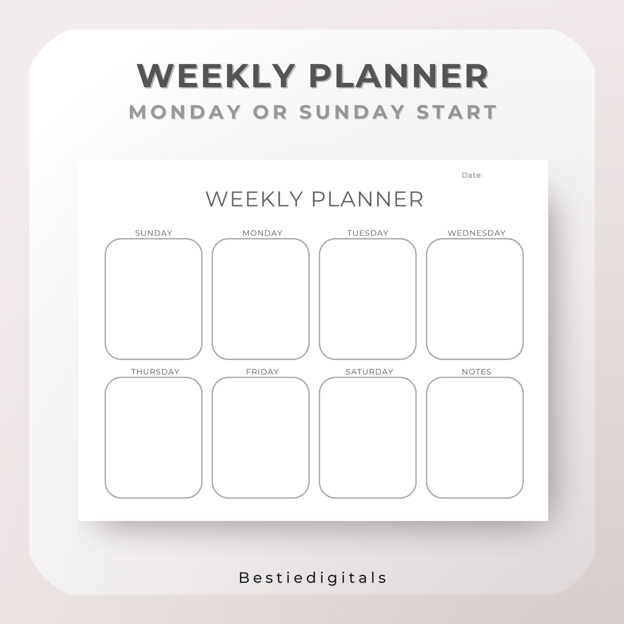 Weekly Planner PDF 4 Unique Layouts in Letter A4 Sizes Printable ...