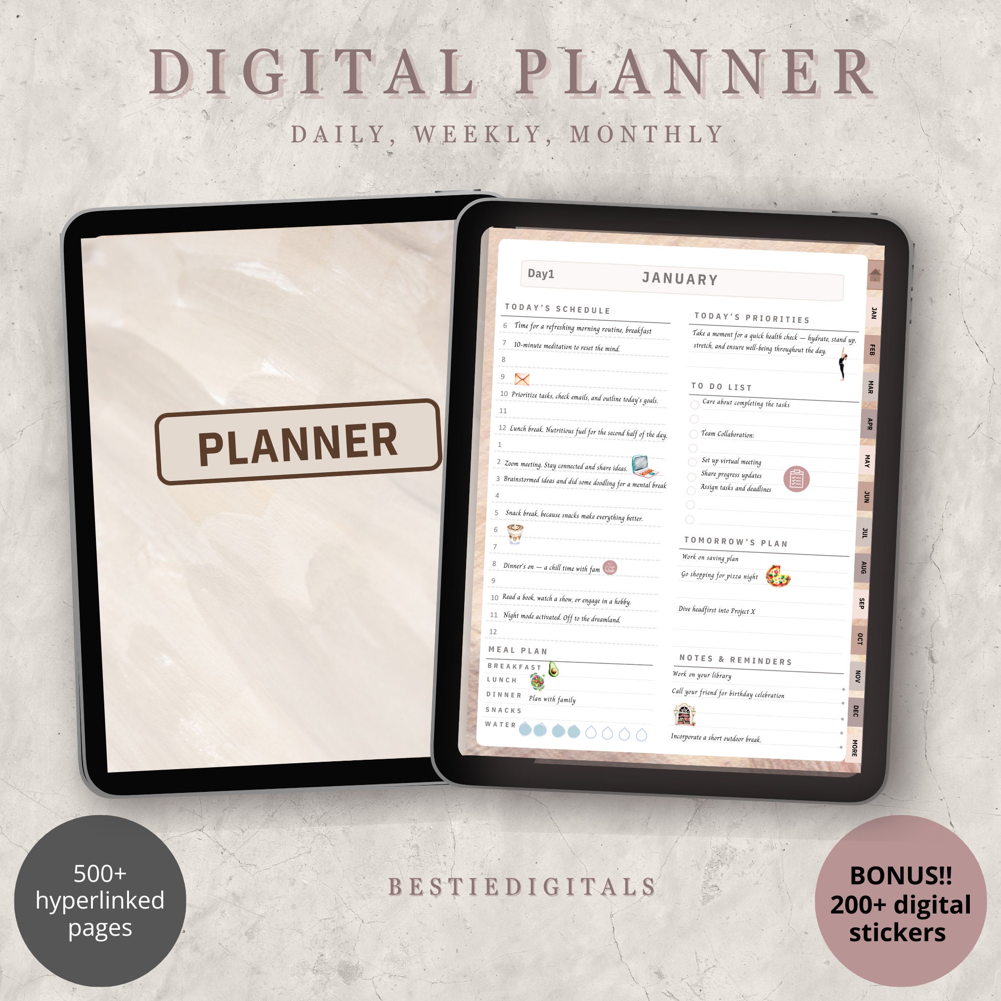 Digital Planner 2024, 2025, Minimalist Digital Planner, iPad Planner ...