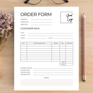 Custom Order Form Template | Purchase Order Form Template | Order Form ...