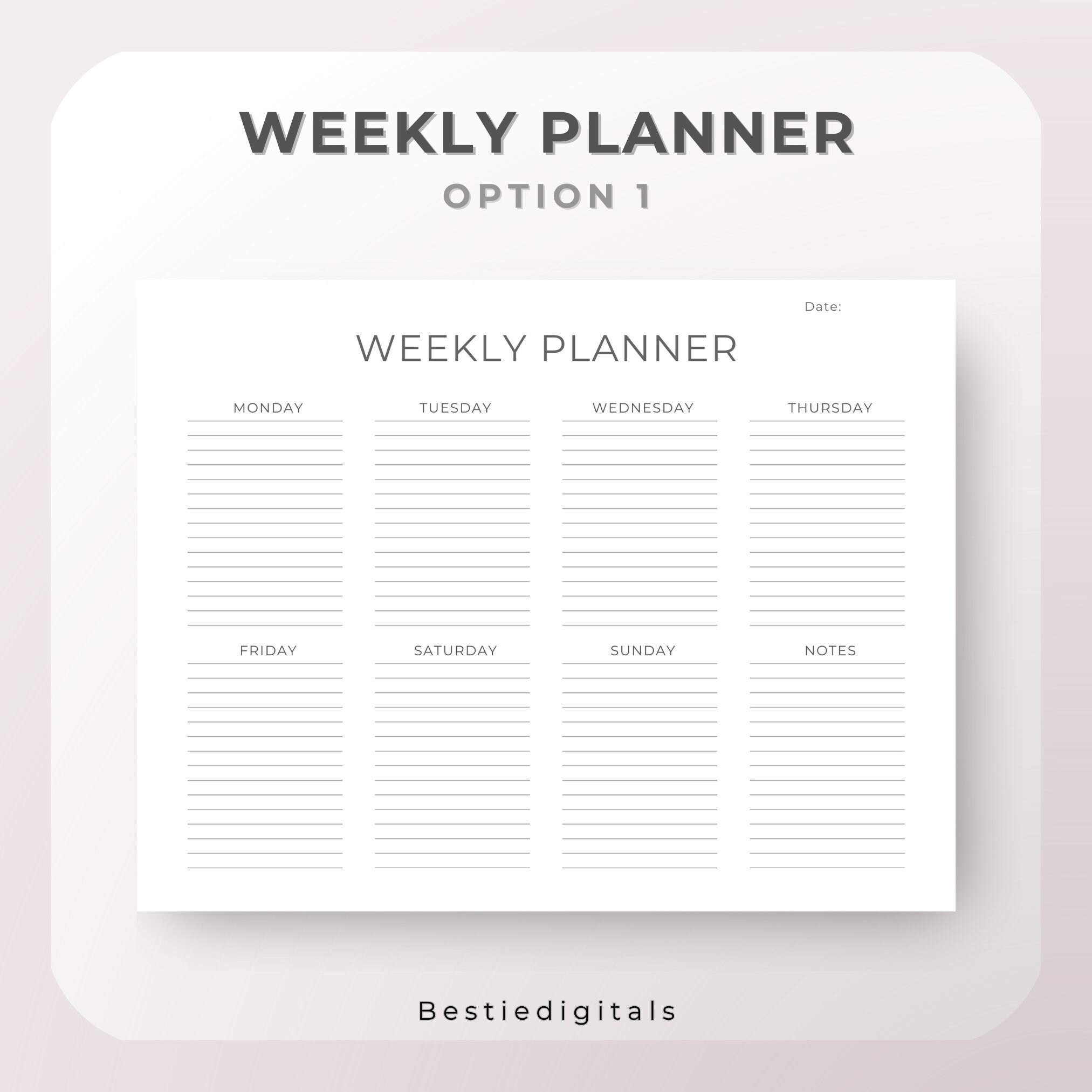 Weekly Planner PDF - 4 Unique Layouts in Letter A4 Sizes - Printable ...