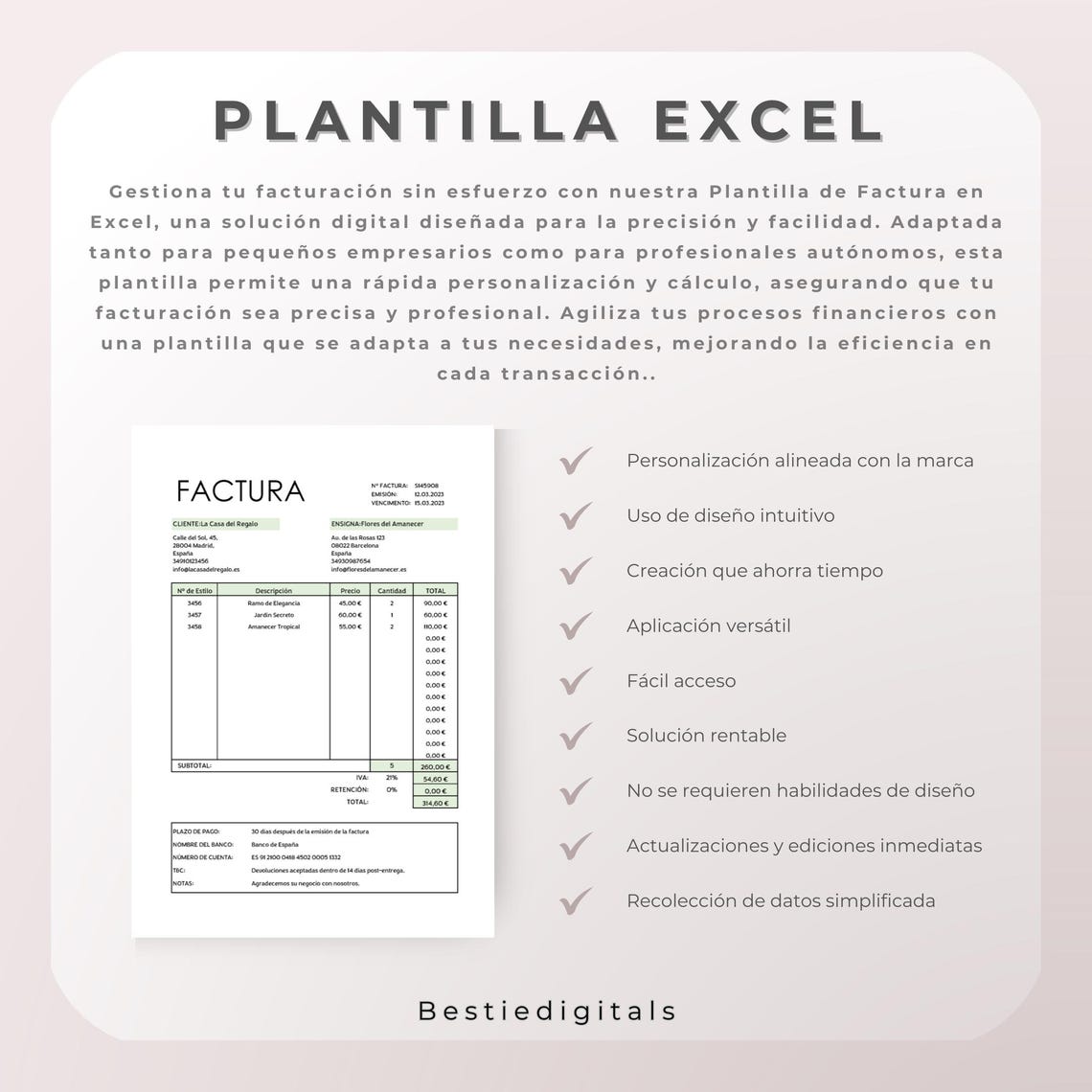 Spanish Invoice Template: Customizable Excel Format (digital Download ...