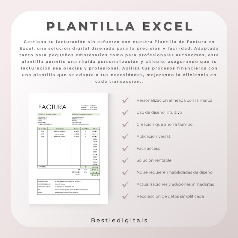 Spanish Invoice Template: Customizable Excel Format (digital Download ...