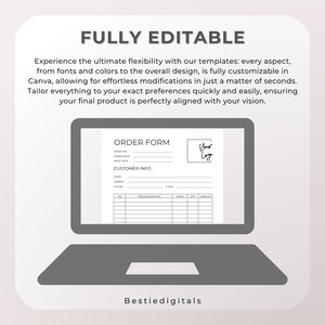 Customizable Canva Order Form Template | Printable Digital Invoice for ...