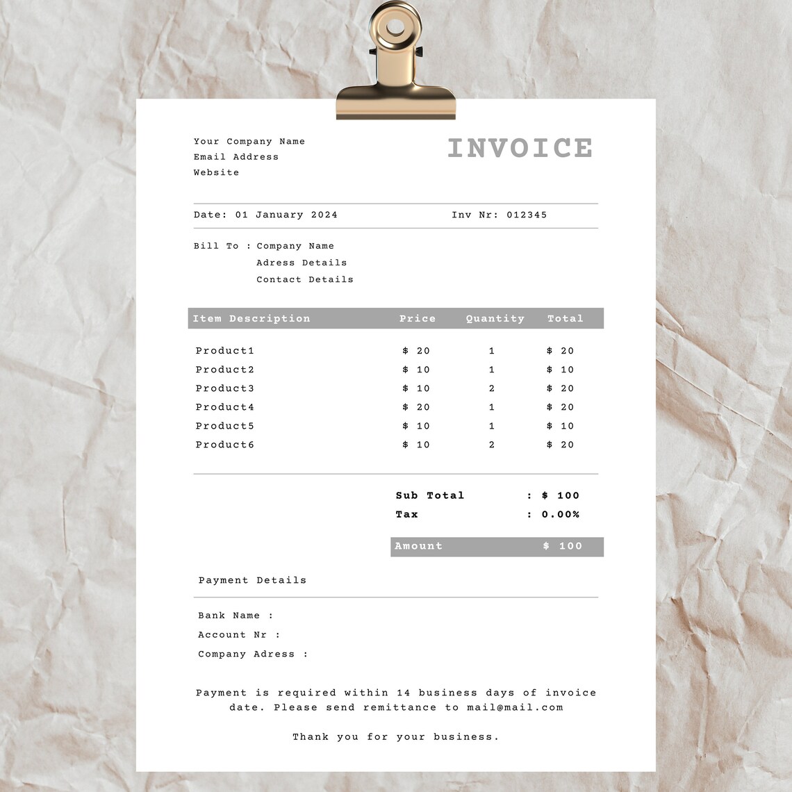 Editable Invoice , Canva Template Invoice Template Printable Invoice ...