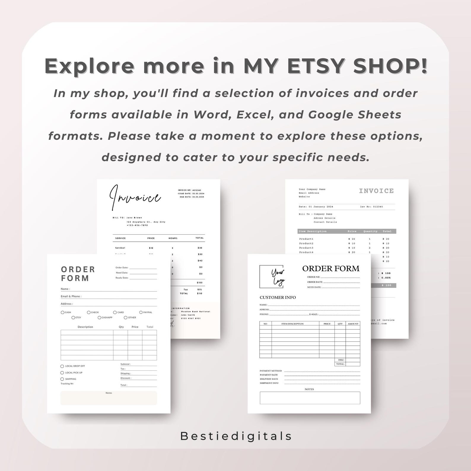 Spanish Invoice Template: Customizable Excel Format (digital Download ...